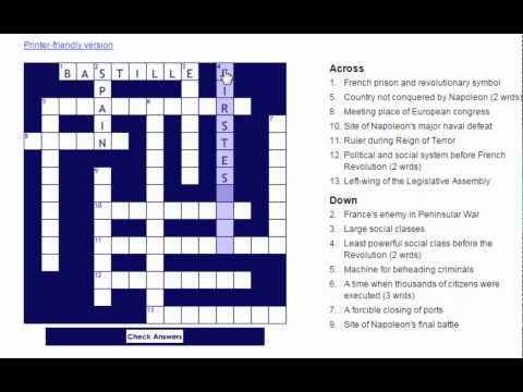 French Revolution Crossword Puzzle