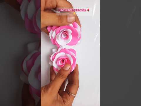 DIY pink-white rose || papercraft #paperflower #shorts #art