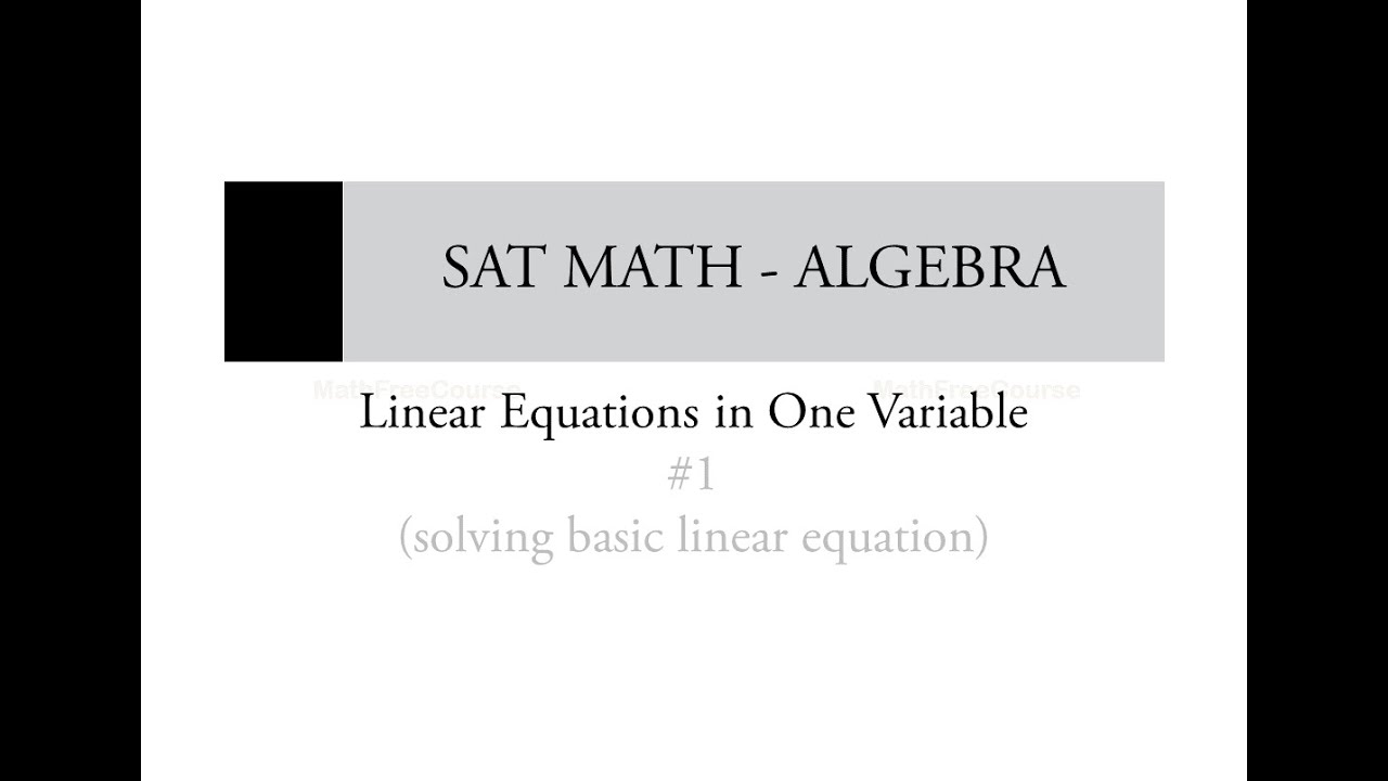 Algebra -  Linear Equation in Variable #1 pdf