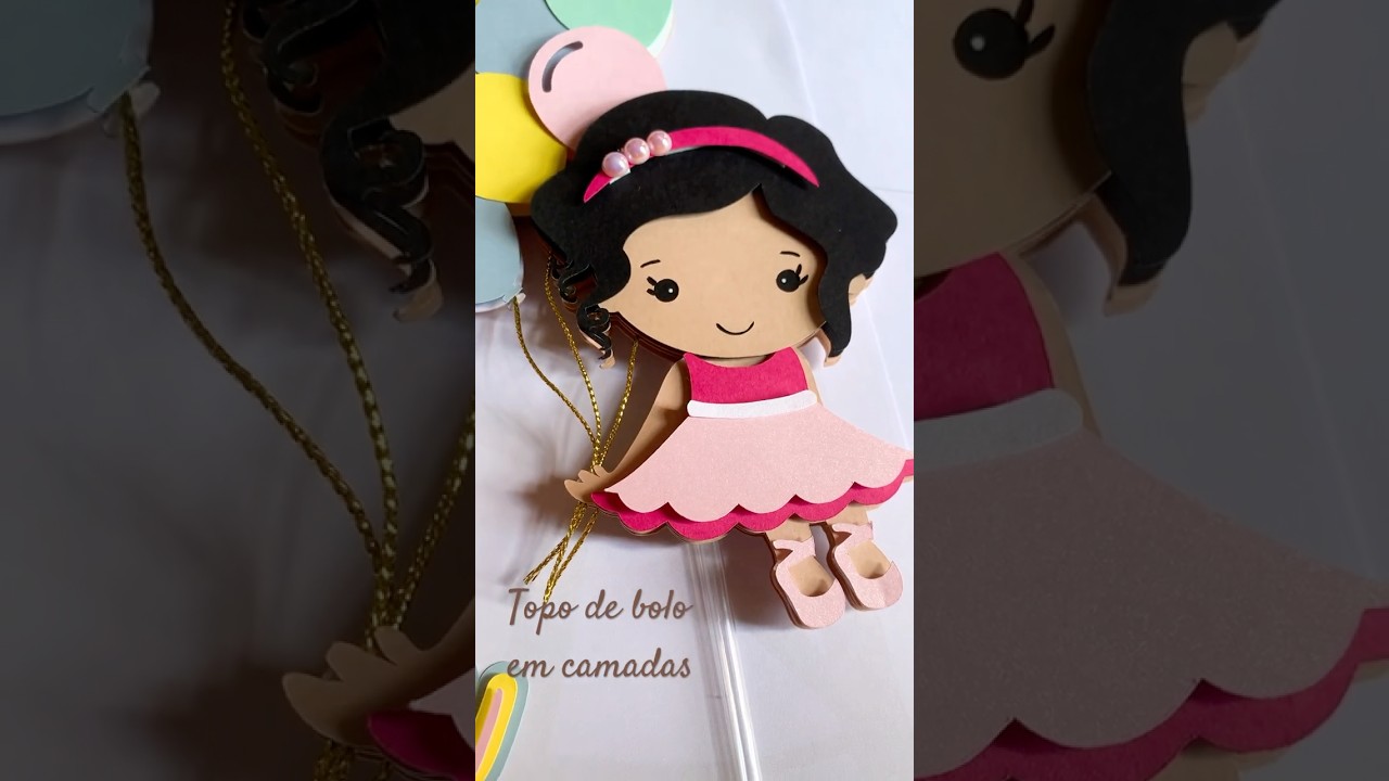 Topo de bolo em camadas | Bailarina #papelariapersonalizada #topodebolo #personalizados