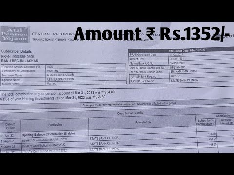 Atal Pension Yojana | Bank Statement of 3 Pension Accounts | National pension Scheme | #apy #nps