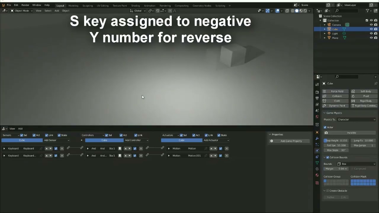 Blender UPBGE .3 basic video game player movement