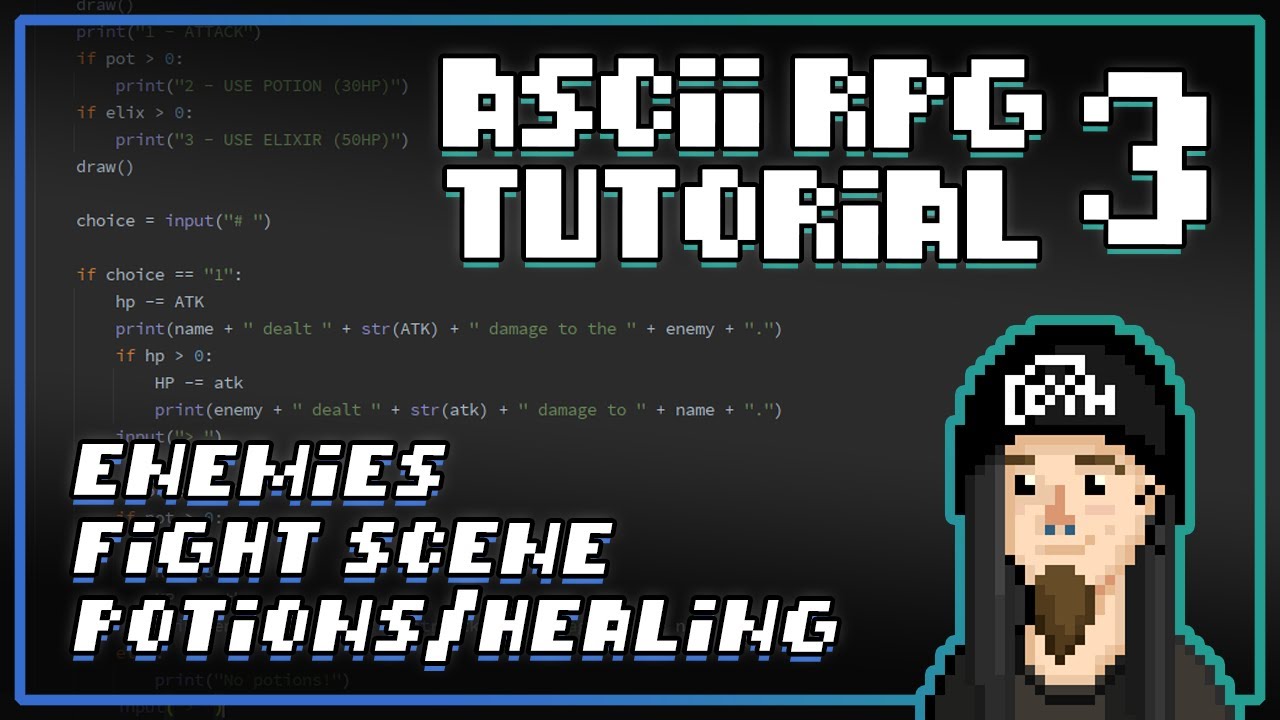 Python ASCII RPG Tutorial #3 (Enemies, Battle, Potions)