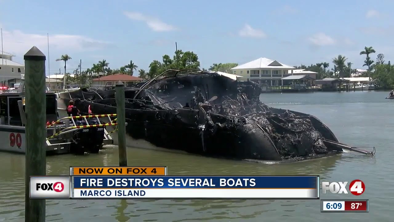 Boat destroyed by fire at Marco Island marina