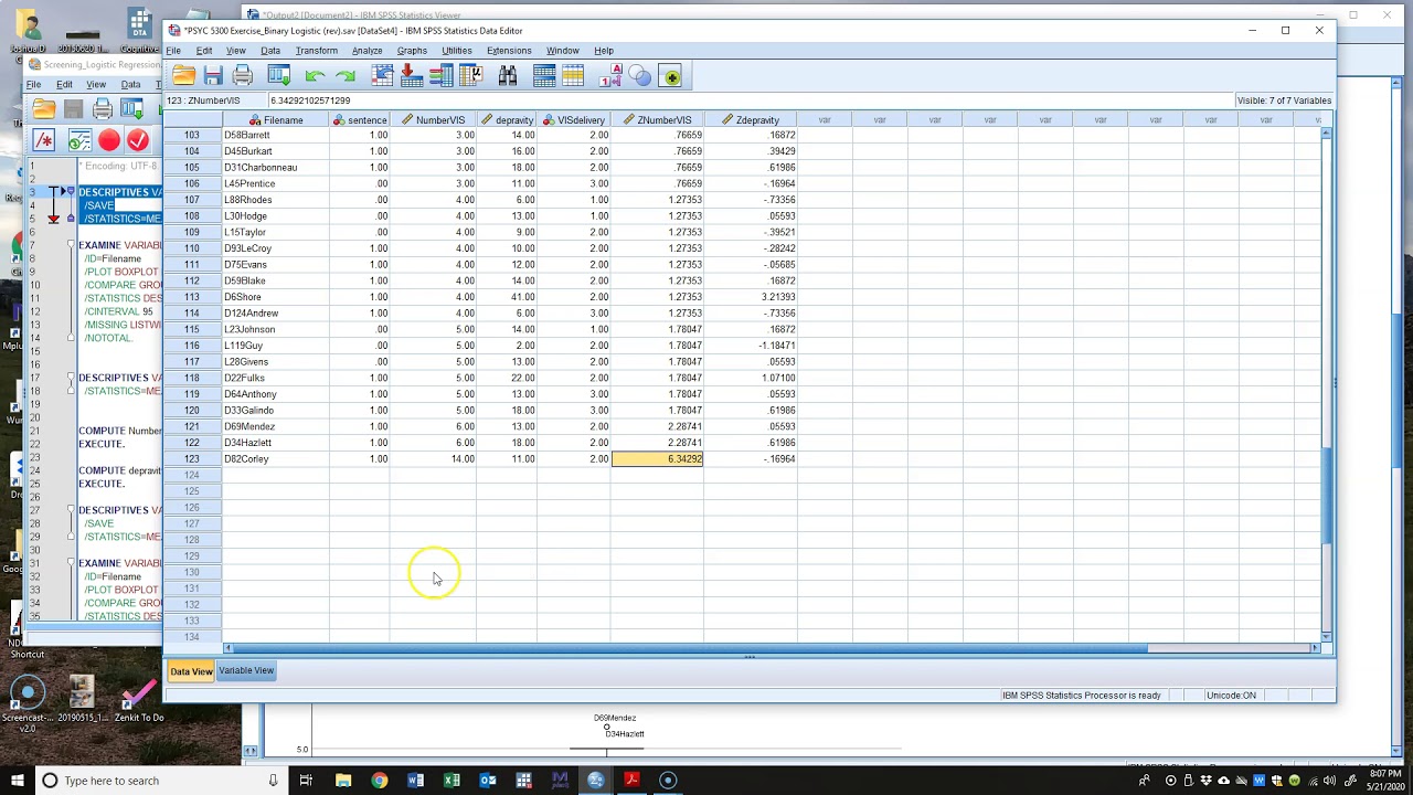 Demo: Binary Logistic Regression Screening (SPSS)