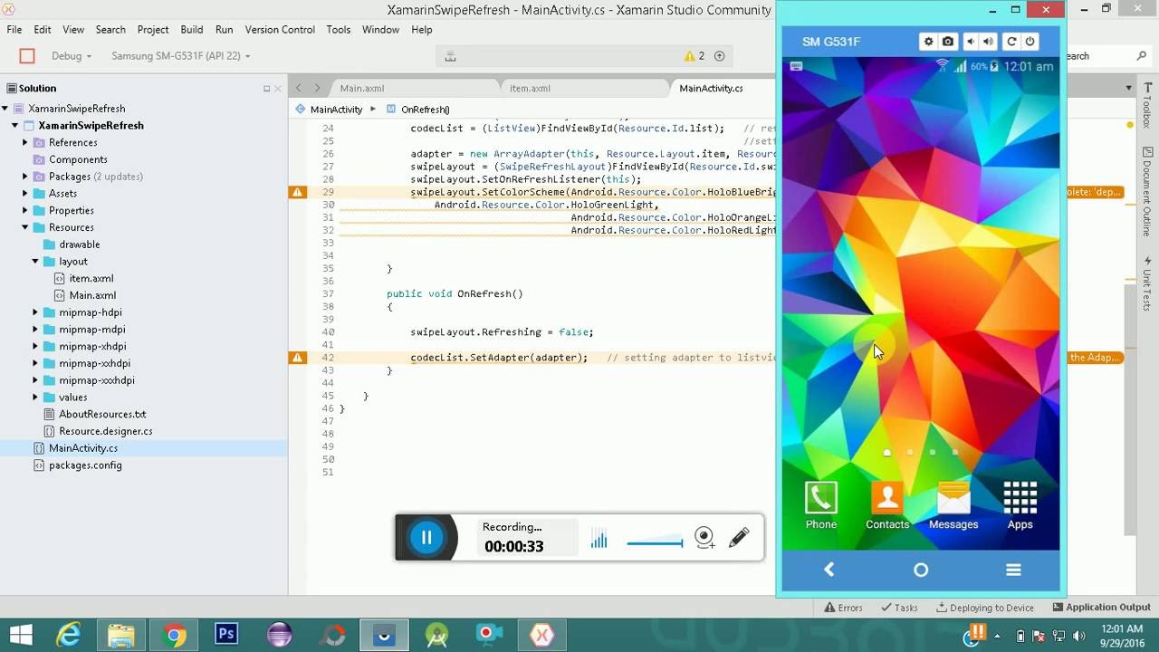 Xamarin Swipe Refresh Layout Android