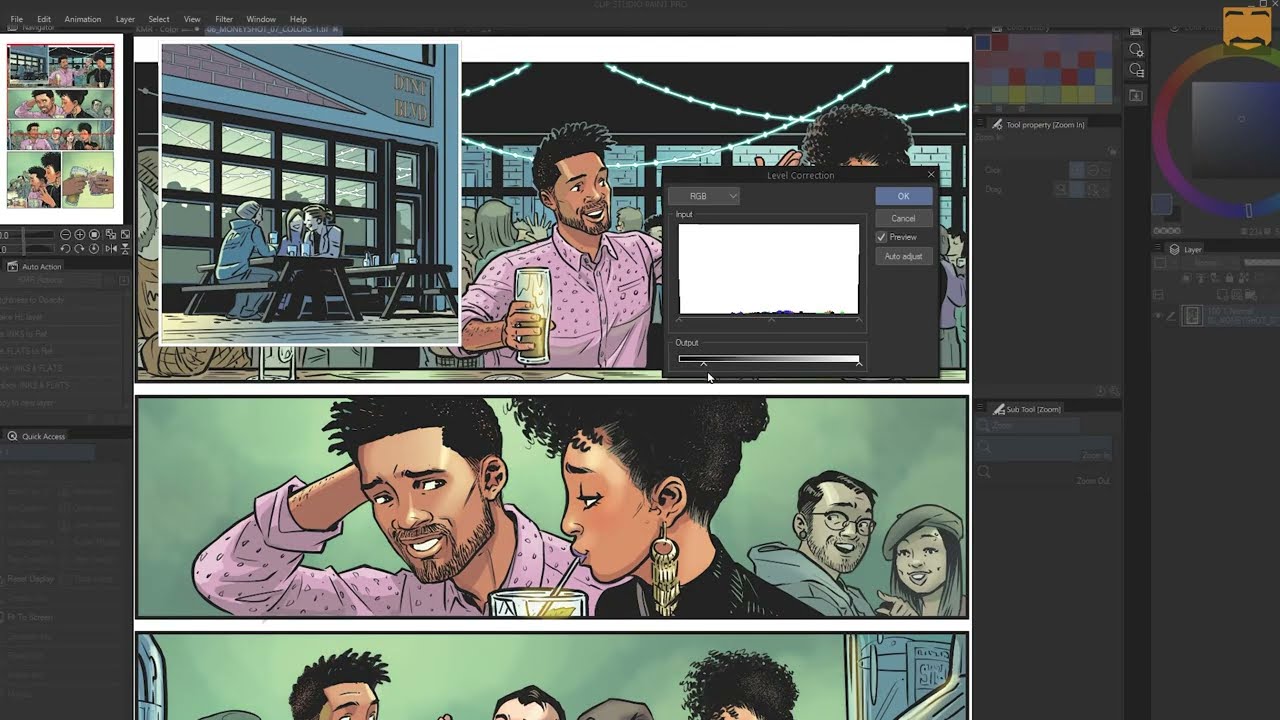 Lesson 6/32 Hue Saturation Value + Levels adjustments in Clip Studio Paint CSP0106