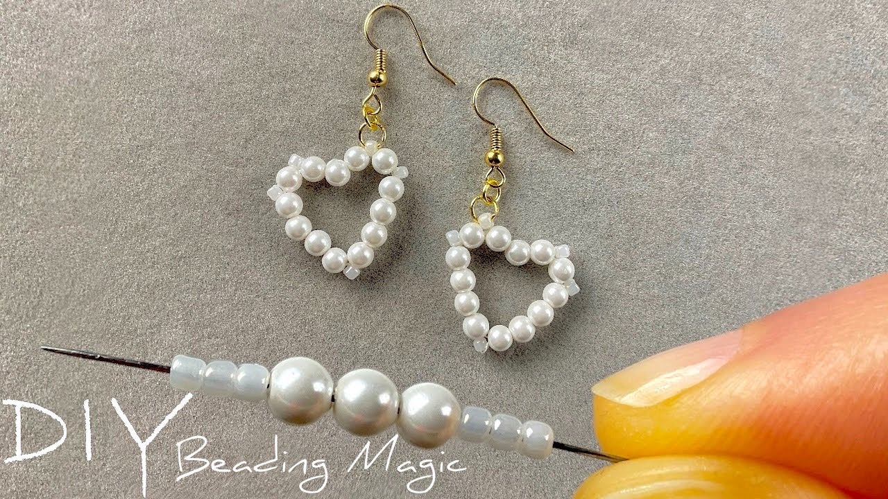 Beaded Heart Tutorial - How to Make Earrings with Beads | DIY Heart Earrings