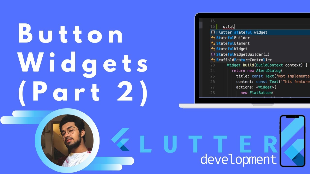 Button Widgets (Part 2)- Flutter Tutorial for beginners (ButtonBar,outline,raised,popup menu)
