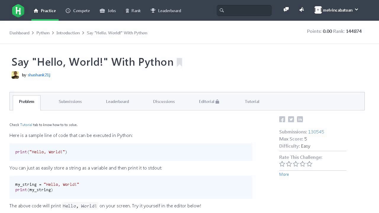 [HackerRank] Hello Python