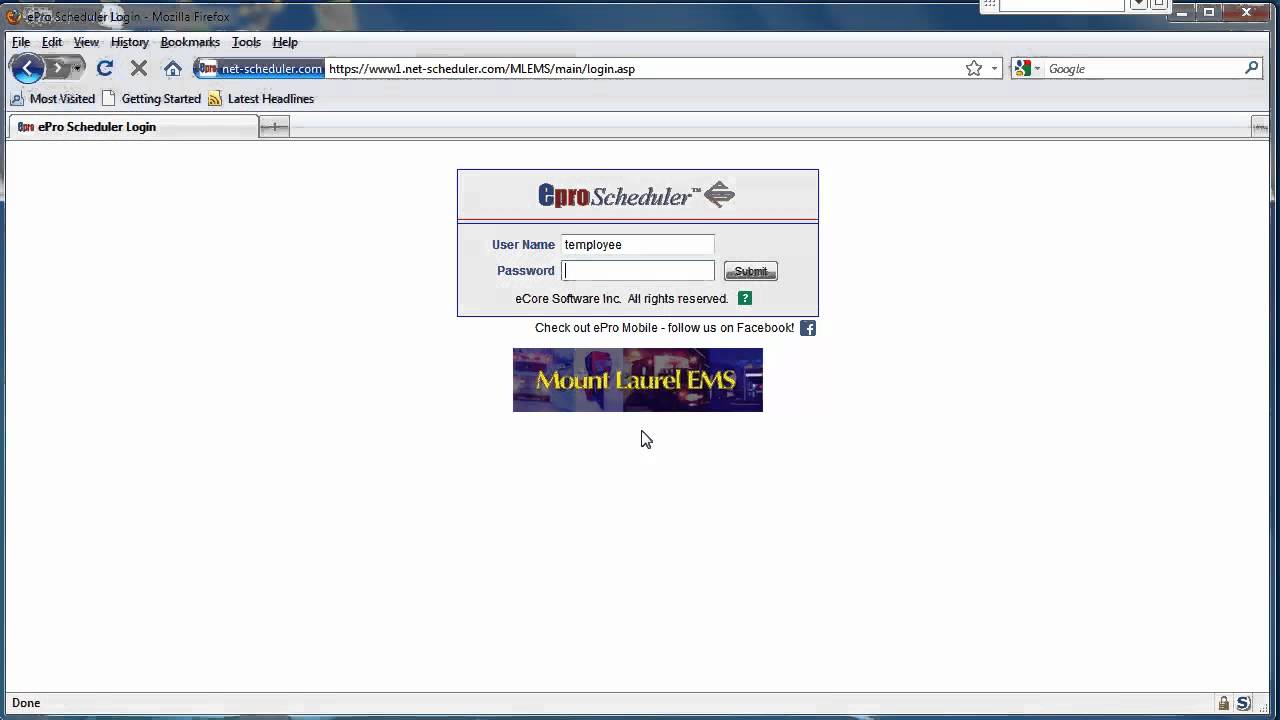 MLEMS ePro Scheduler Login