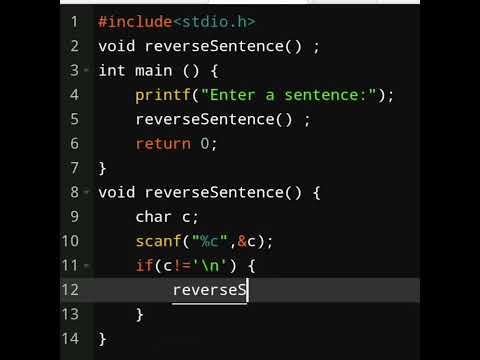 C Program to Reverse a Sentence Using Recursion ⚡ #education #cprogramming #shorts