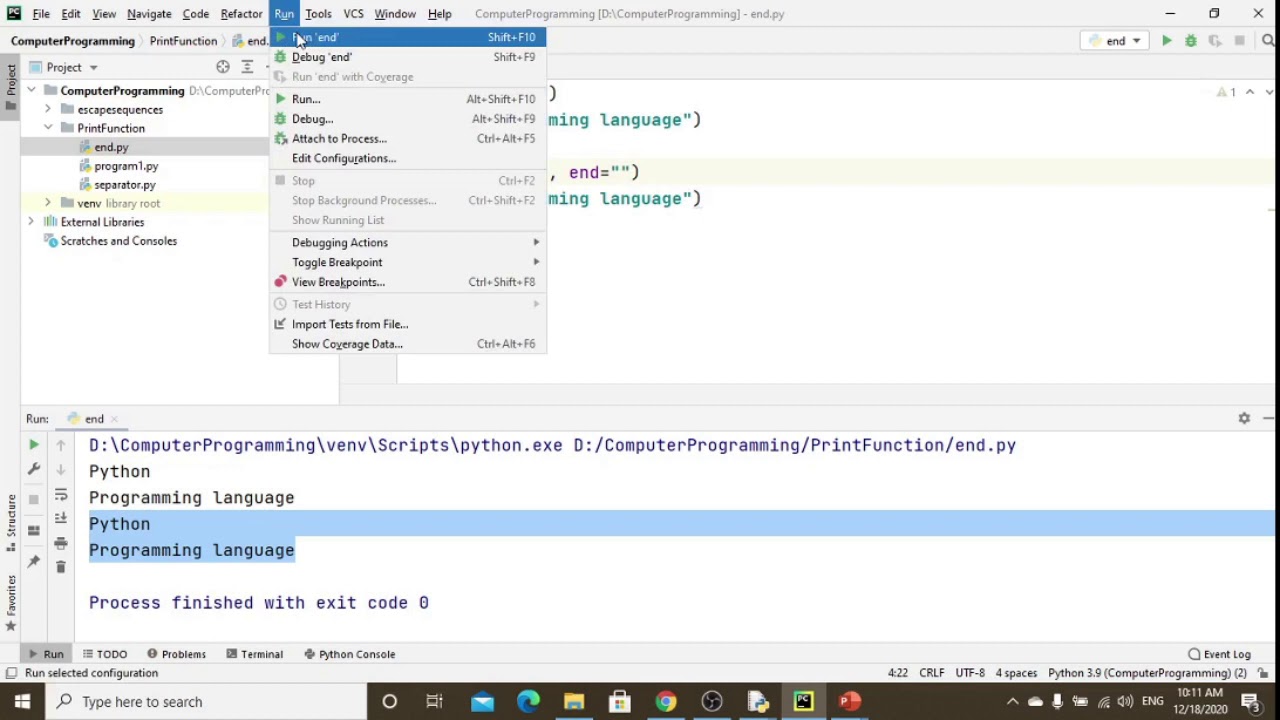 End parameter in Python print statement