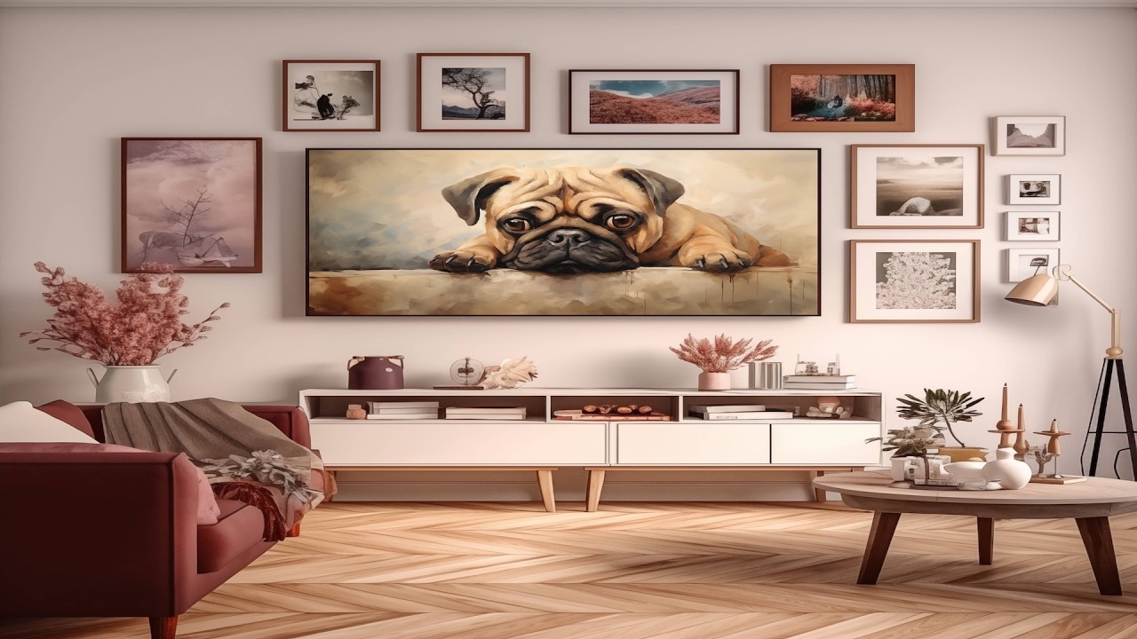 Pug Art for TV – Playful Small Dog Gallery | 2 Hours 4K Frame TV Screensaver