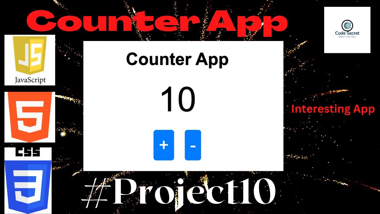 How to Create a Simple Counter App using HTML, CSS, and JavaScript #10 | Javascript Projects