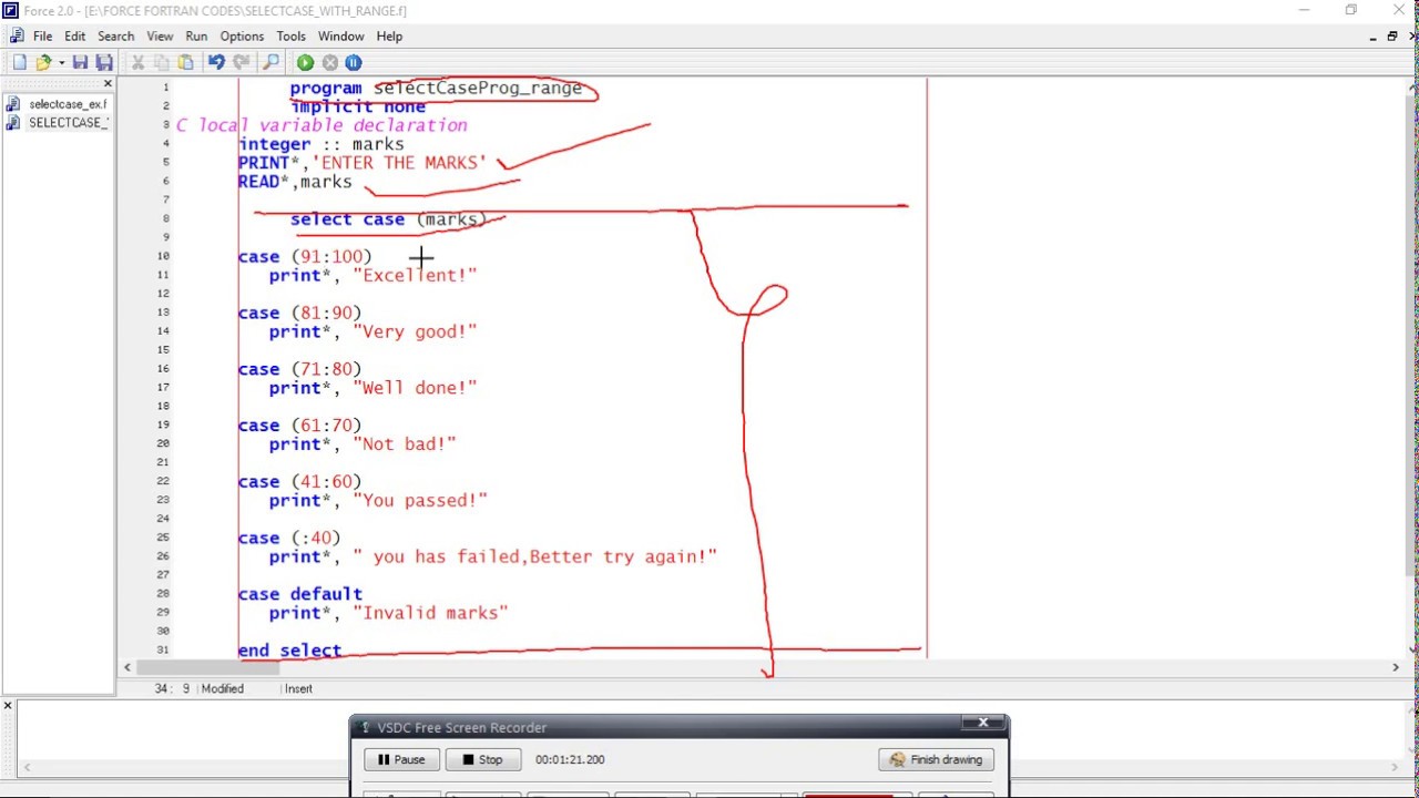 SELECT CASE WITH RANGE IN ForTran Language