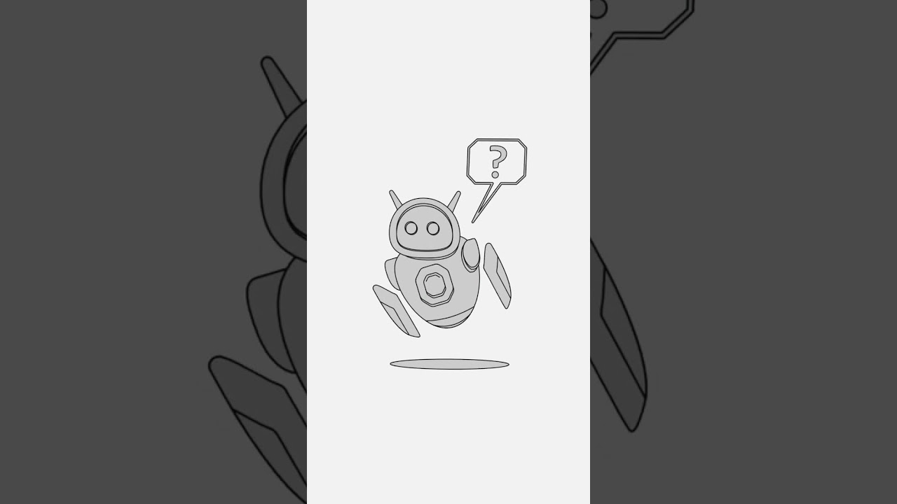 Cute curious robot about ? vector illustration