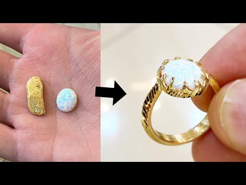 Making a RARE OPAL Gold Ring! Gold Jewelry Making | How it's Made | How to Make a Ring | 4K Video