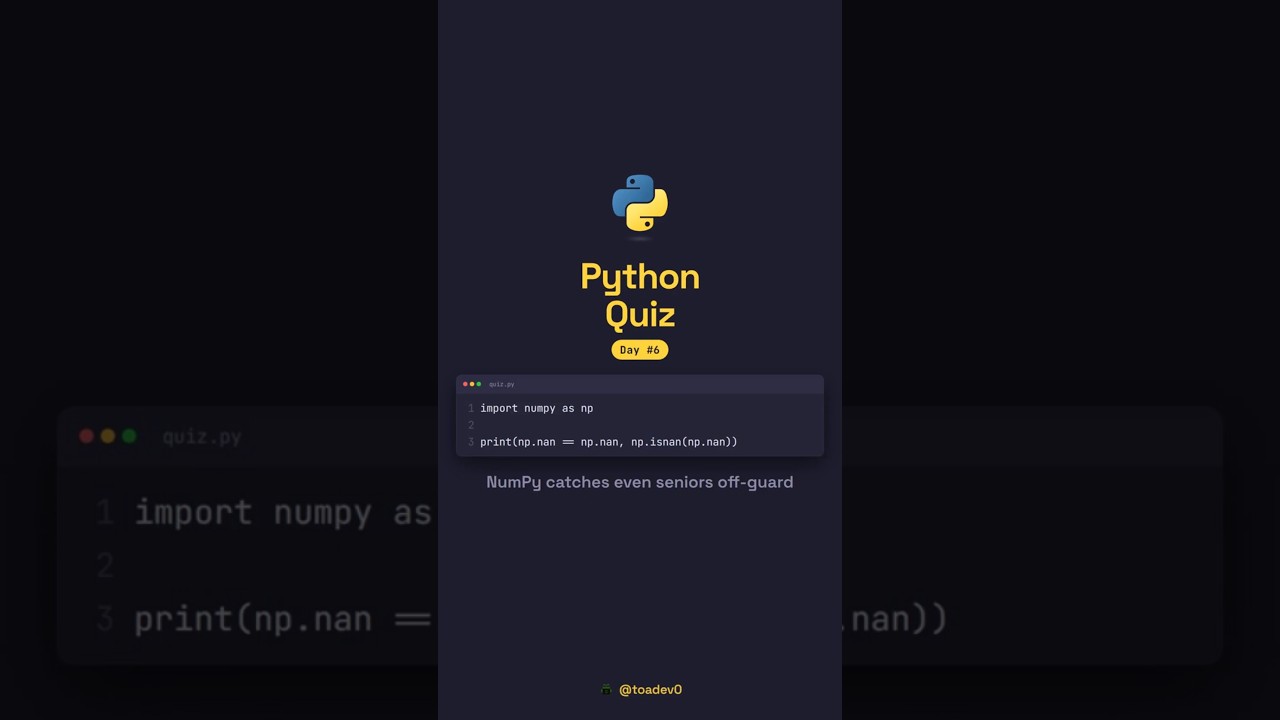 Python Quiz: NaN Equality (Most Devs Misread This) #python #coding #programming