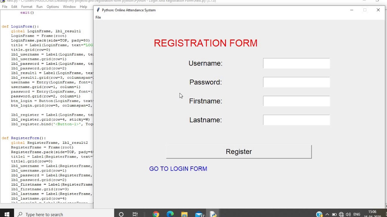 Online attendance system using tkinter and sqlite3 in python
