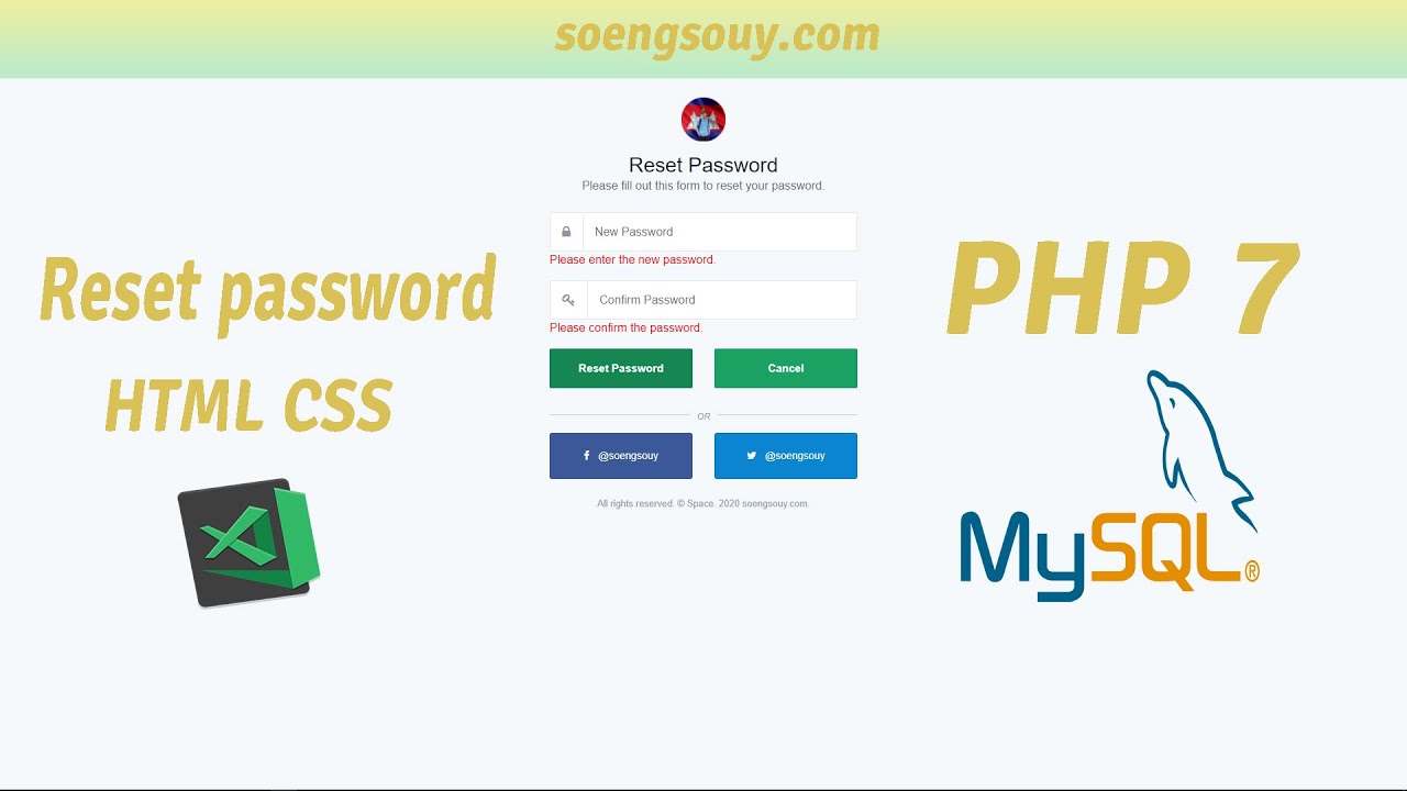 PHP MySQL| Reset Password when login form with validation