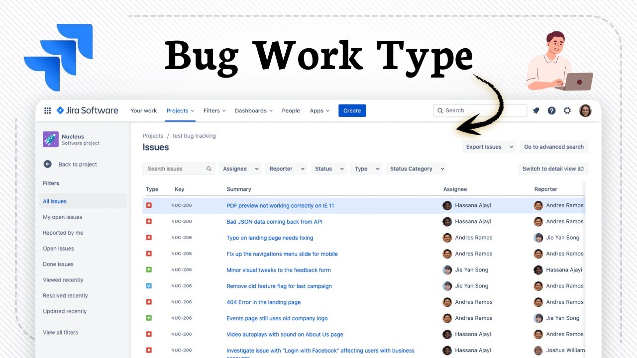 How to create a Bug work type in JIRA (For Clear Bug Tracking)