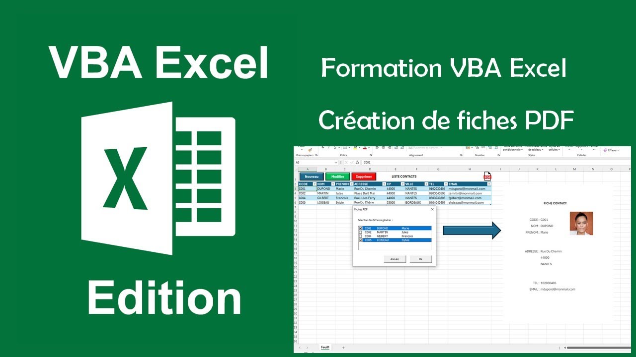 Formation VBA Excel - Création de fiches PDF
