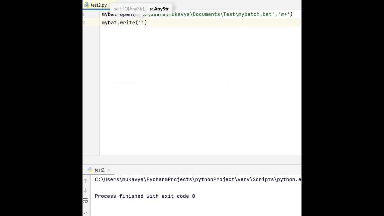 Python code to create batch file