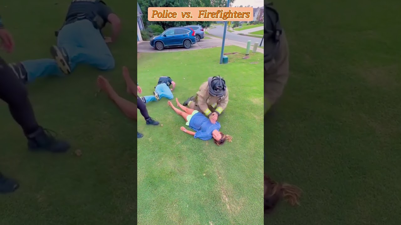 We are policemen. Of course, we have to provoke firefighters.🚒🫡#funnyvideo #police #firefighter