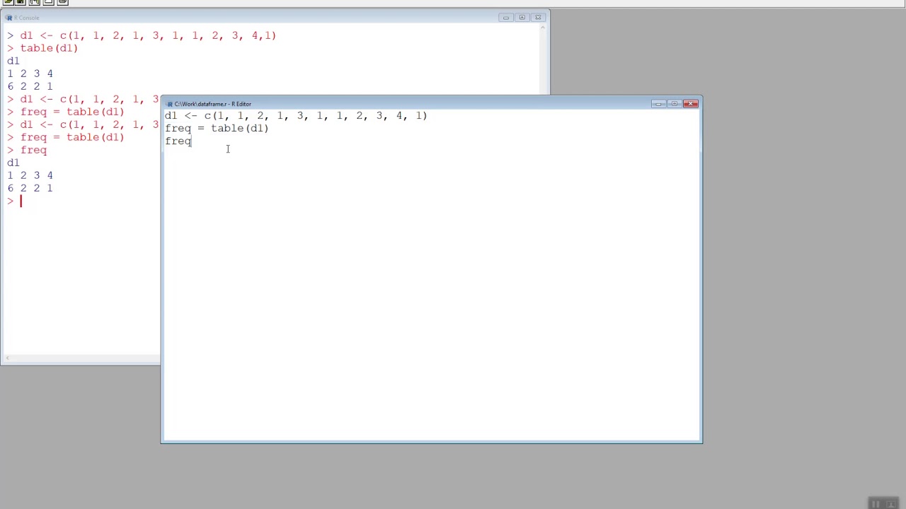 R Programming - Using Data.Frame and Table for Frequency Distribution