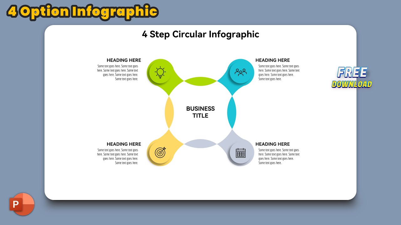 97.PowerPoint 4 Option Circular Infographic | Free download Office 365