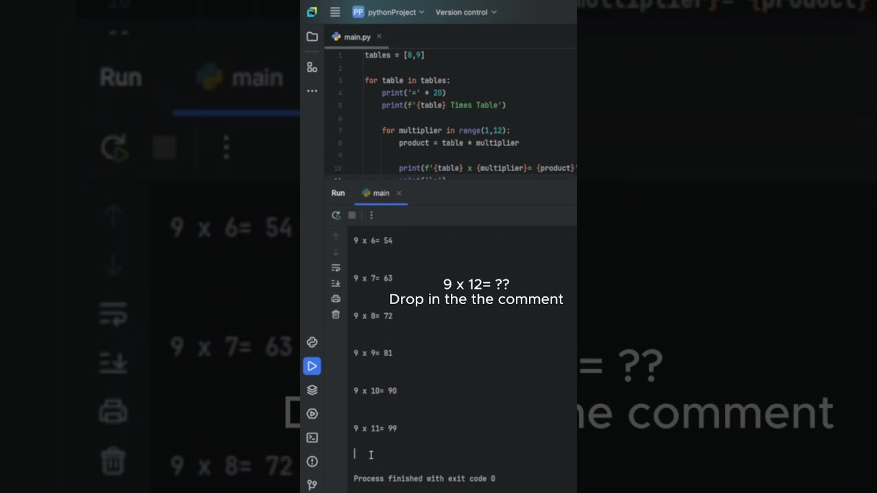 simple arithmetic table using python  #python