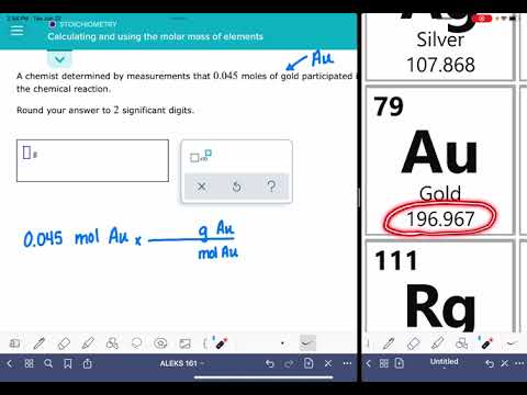 ALEKS: Calculating and using the molar mass of elements