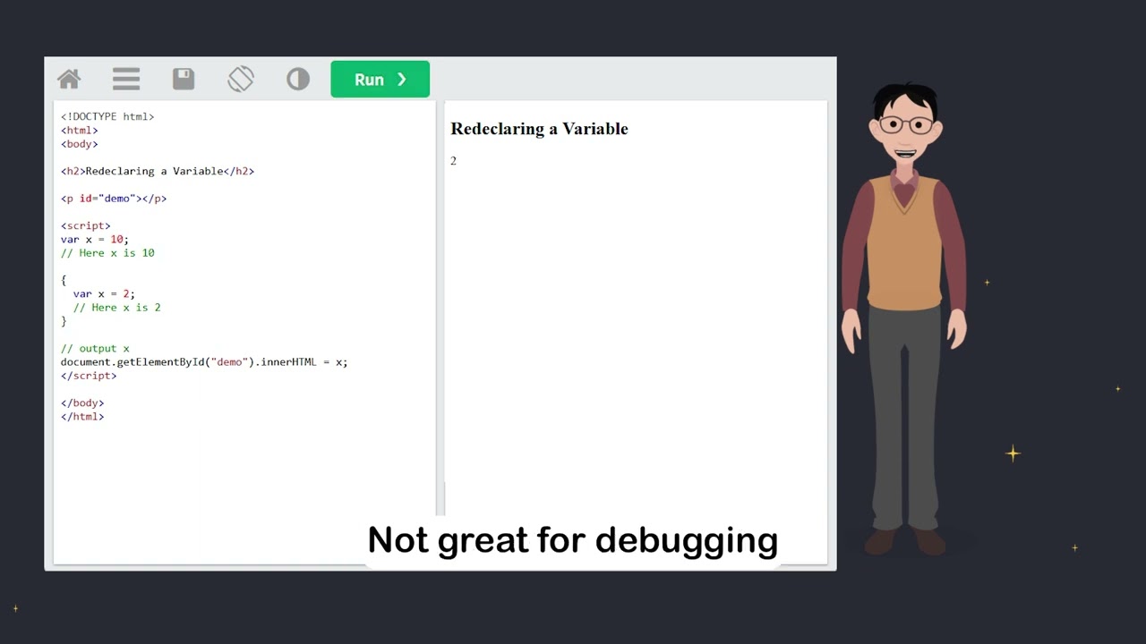 JavaScript Let - Part 3 - Redeclaring Variables - #w3schools #javascript #programming