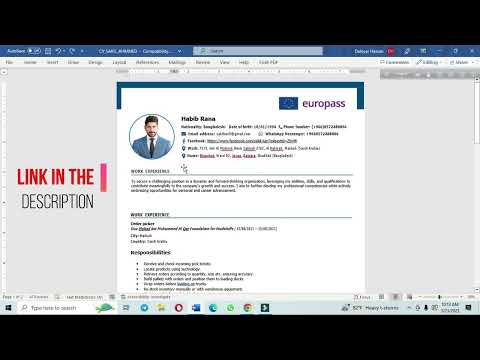 🌐 Download Europass CV Template in MS Word | Professional Resume Format 📄✨
