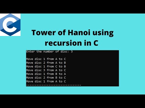 PROGRAM TO SOLVE TOWER OF HANOI IN C PROGRAMMING USING RECURSION – EASY EXPLANATION