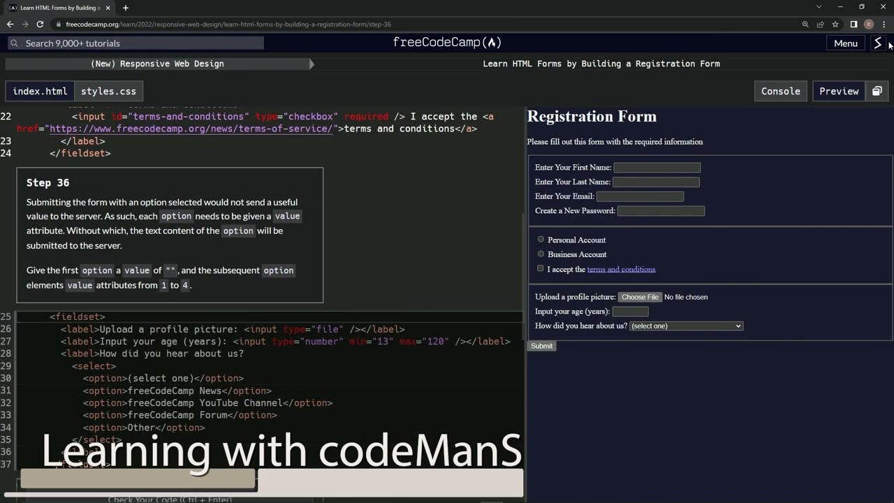 (ARCHIVED) Learn HTML Forms by Building a Registration Form - Step 36