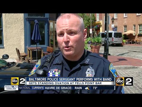 Baltimore Police Sergeant plays drums in Fells Point bar, gets standing ovation