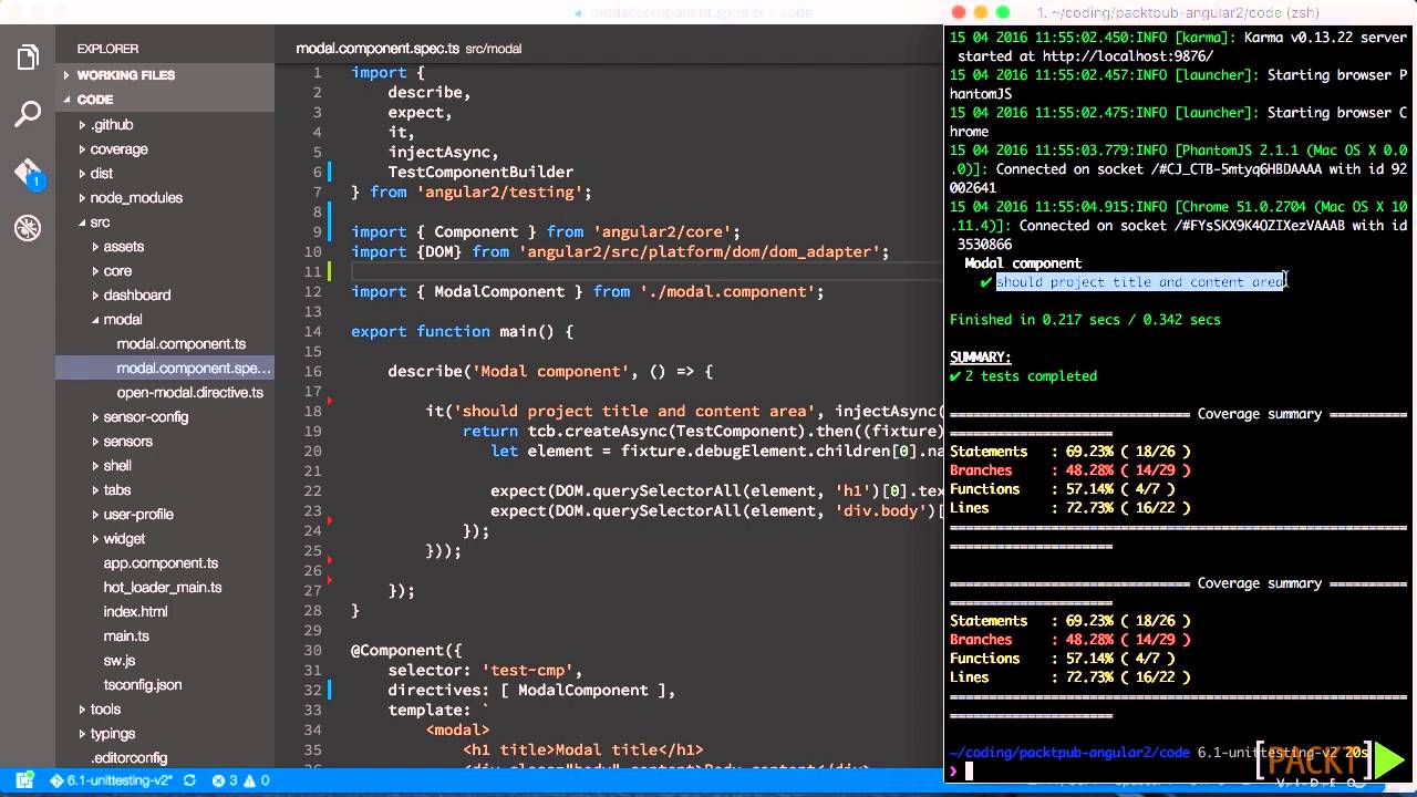 Learning Angular 2 directives: Unit Testing Angular 2 Components | packtpub.com