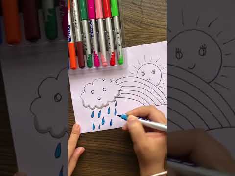 Easy Weather poster tutorial| How to make a Rainy Cloud🌧, Rainbow🌈,& Sun☀️ Weather Chart #shorts