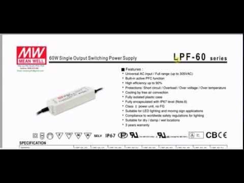 Thông số MEAN WELL LPF-60-12, LPF-60-15, LPF-60-24, LPF-60-36, LPF-60-42, LPF-60-48,LPF-60-54