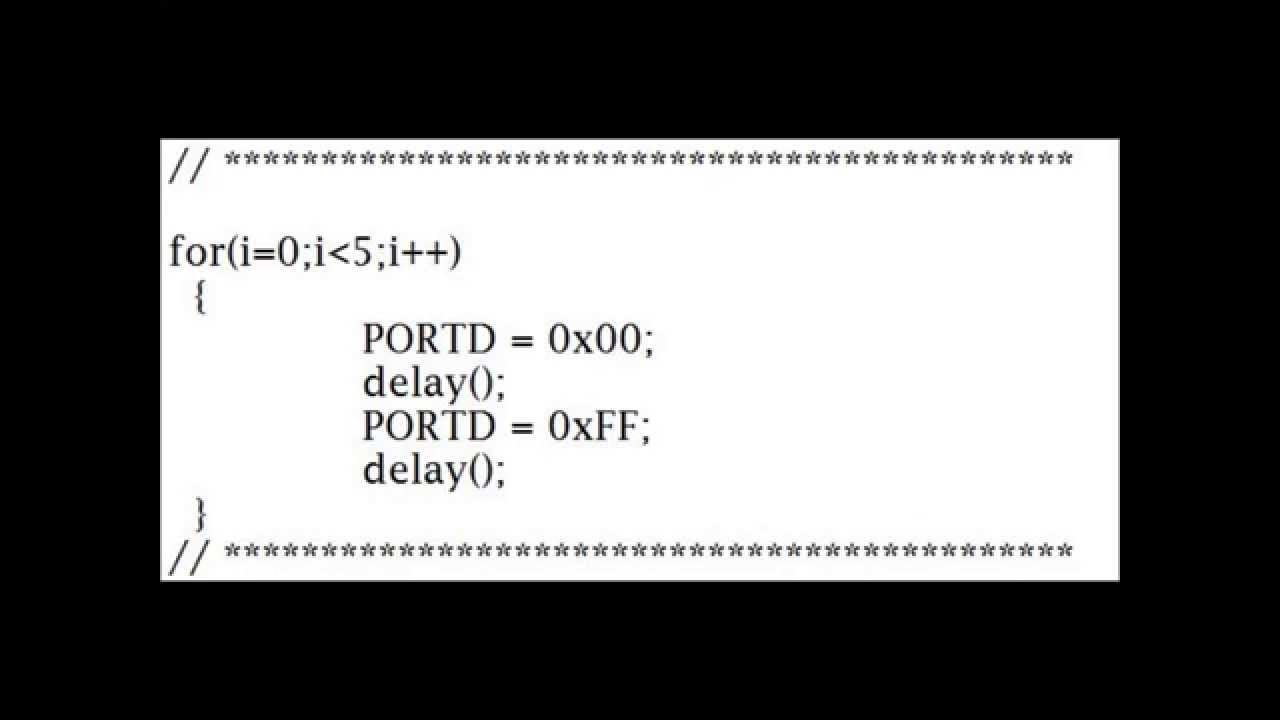 C program for Flashing LED patterns on PIC microcontroller