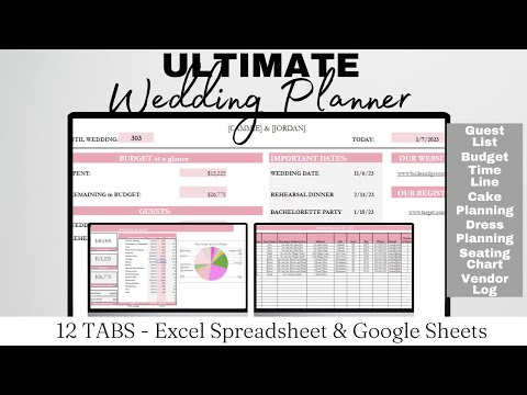 Wedding Planner Excel Spreadsheet Google Sheets How To Tutorial Video