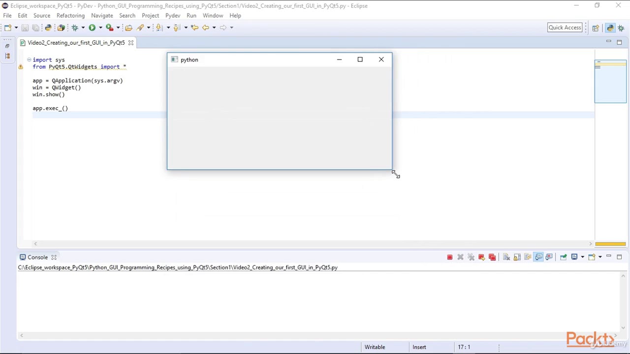 Python GUI Programming Recipes using PyQt5 : Creating Our First GUI in PyQt5
