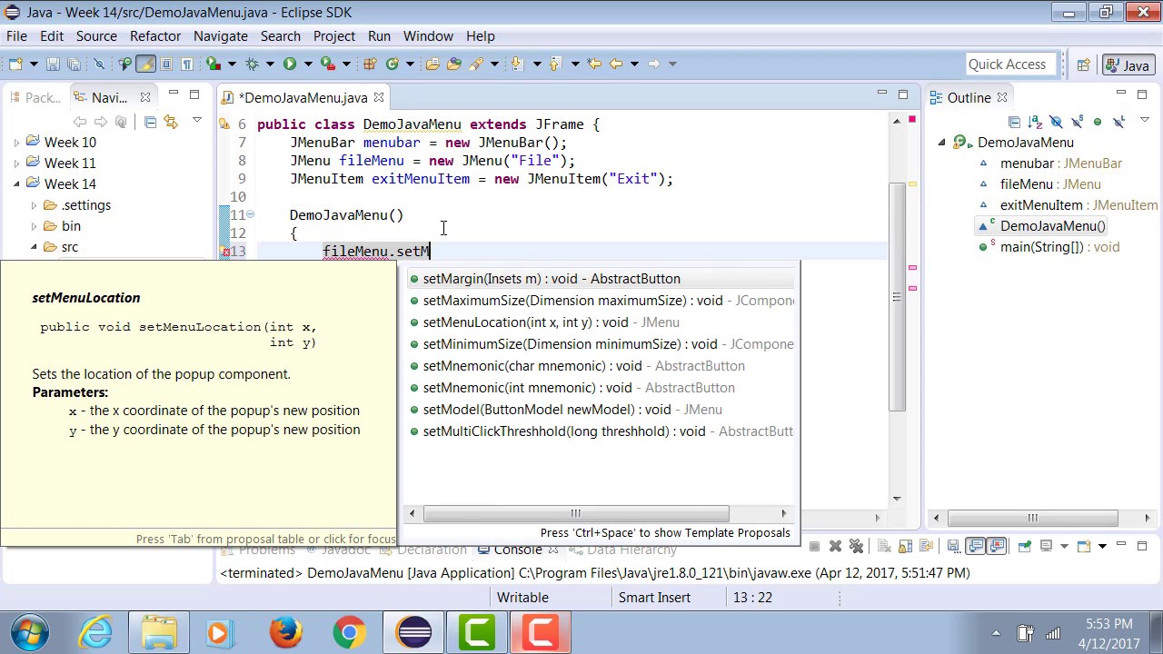 Java | Creating Menus