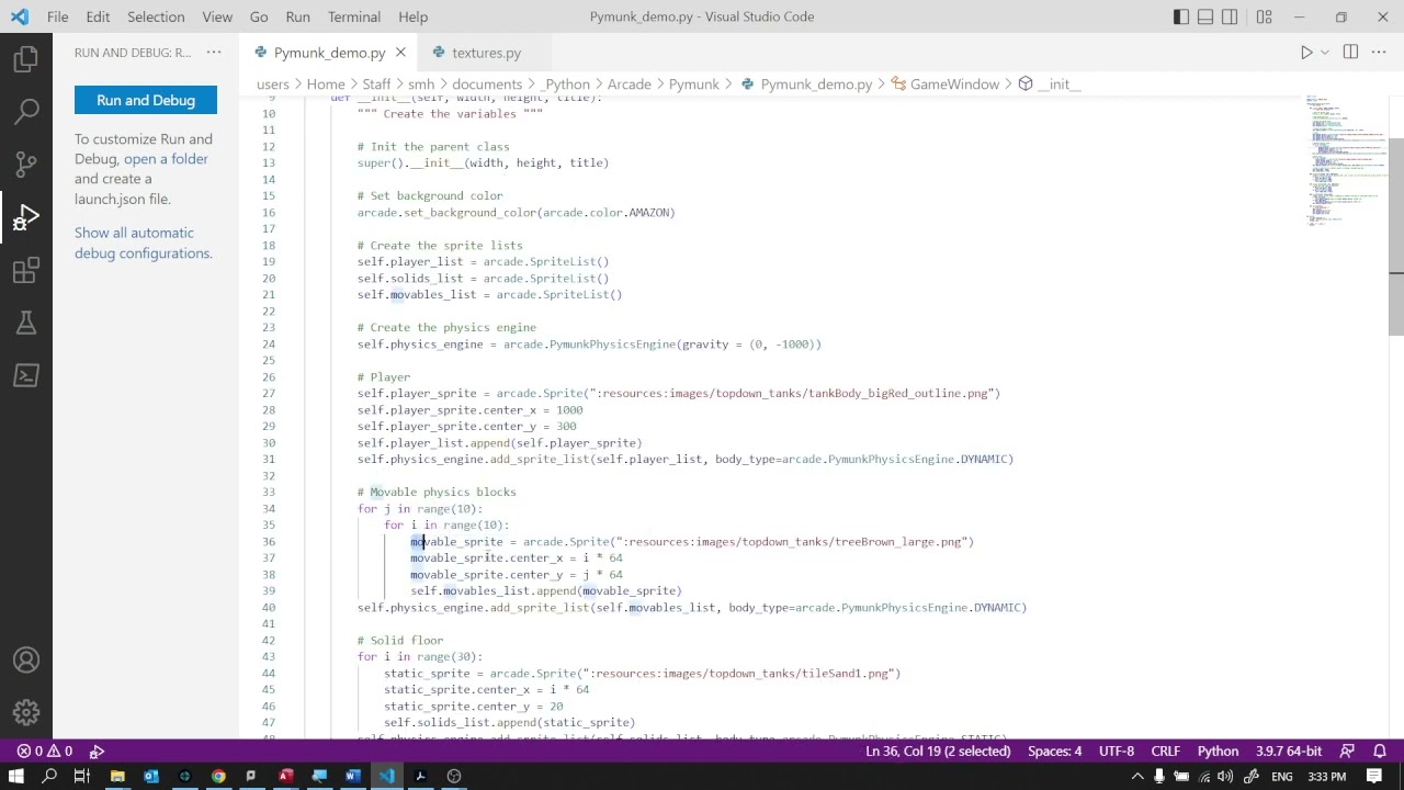 Python Arcade - most basic PyMunk example