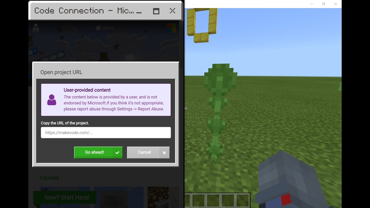 How to Use Shared MakeCode on Microsoft Code Connection for Minecraft