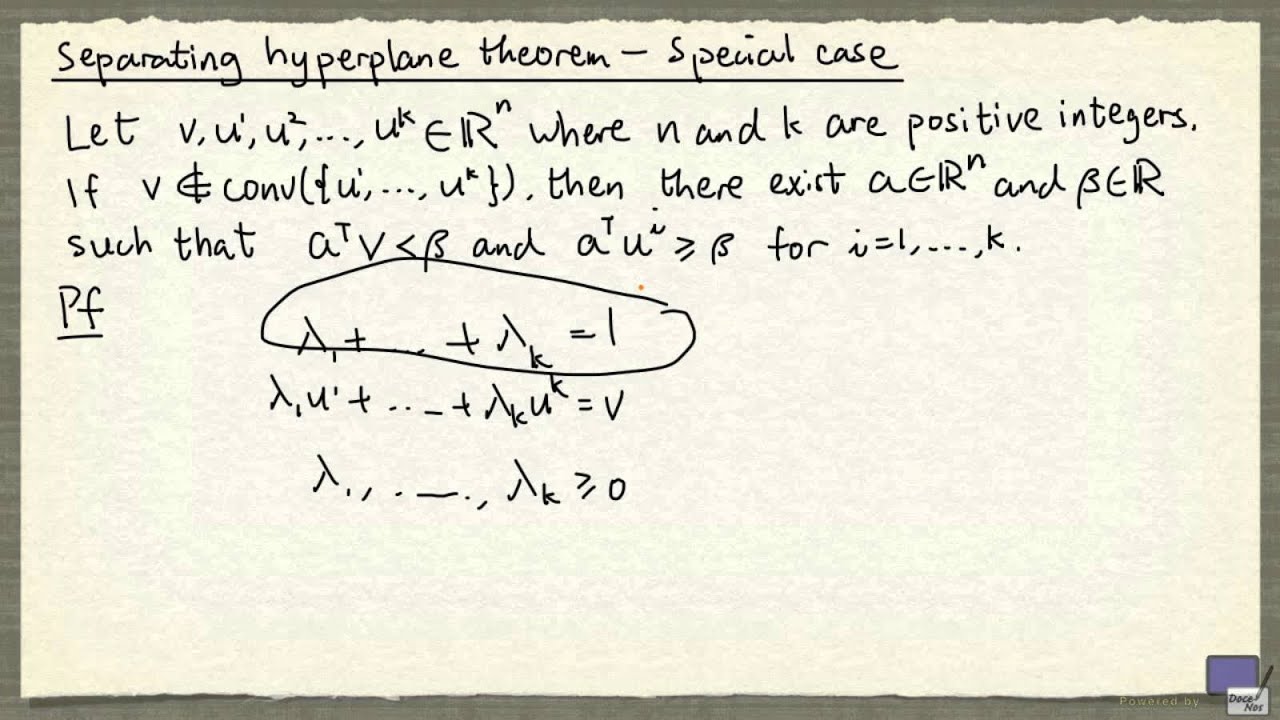 2  Separating hyperplane theorem - special case