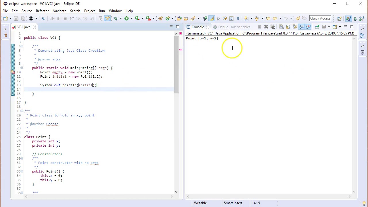 Spring 2019 CSC 143 Review of Chapter 8 Java Class Creation