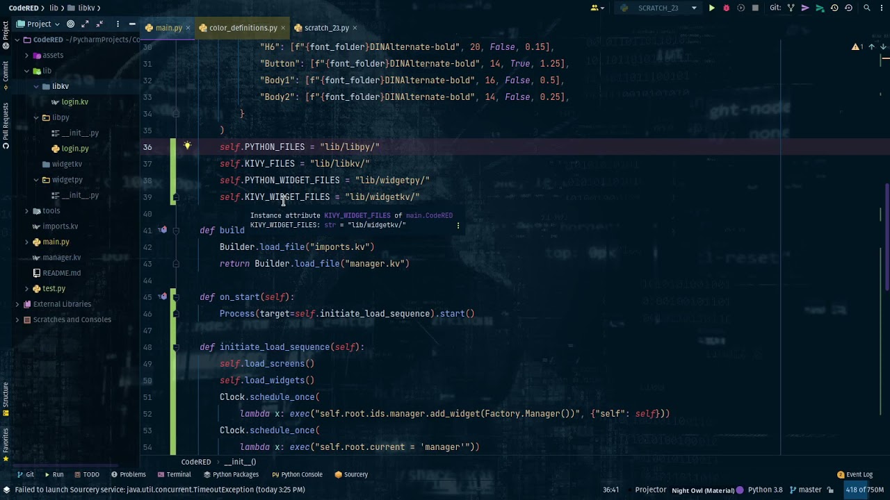 CodeRED: Loading Up Kivy Files and Widgets[Minimizing Black Screen on Startup]
